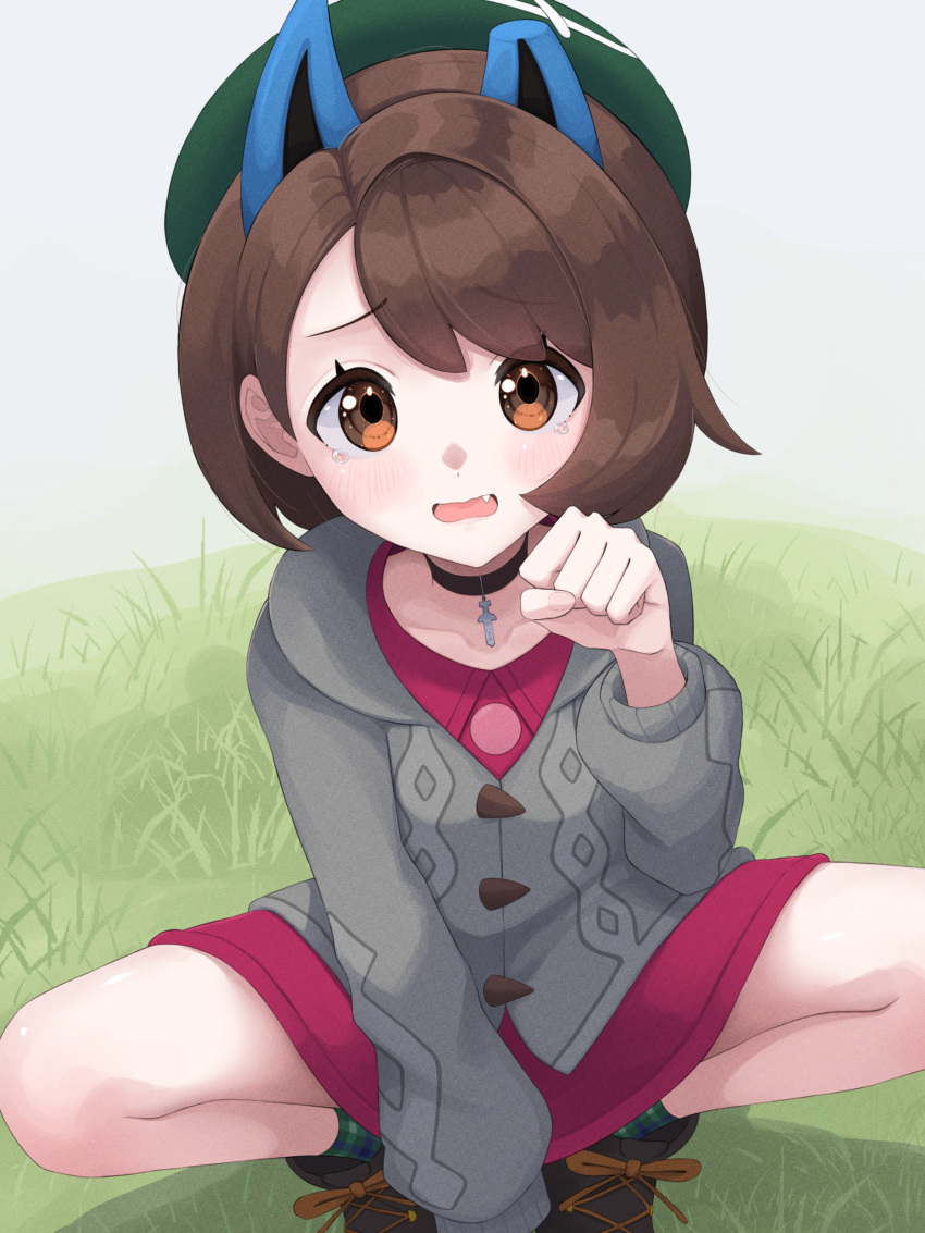 Safebooru - 1girl absurdres animal ears beret black choker brown eyes brown footwear brown hair ...