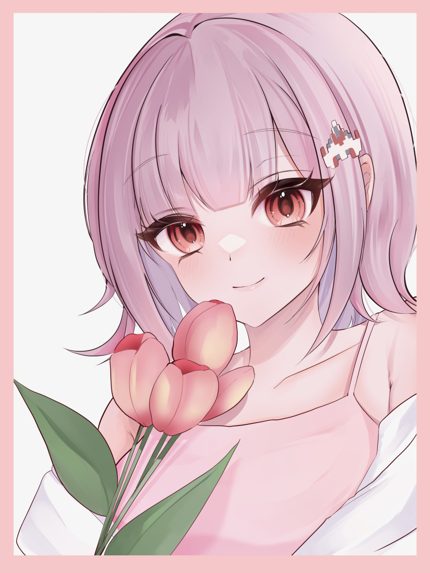 Safebooru 1girl Absurdres Bare Shoulders Border Brown Eyes Collarbone Danganronpa Series
