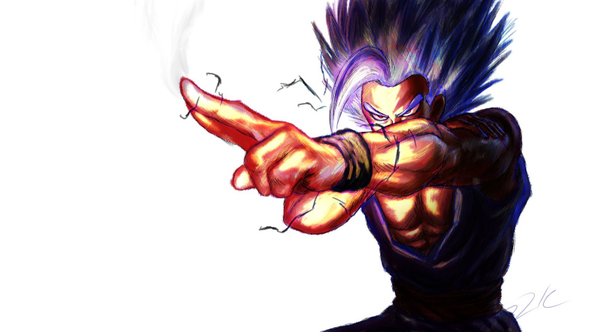 Safebooru - 1boy abs arm up artist name black lightning black wristband ...