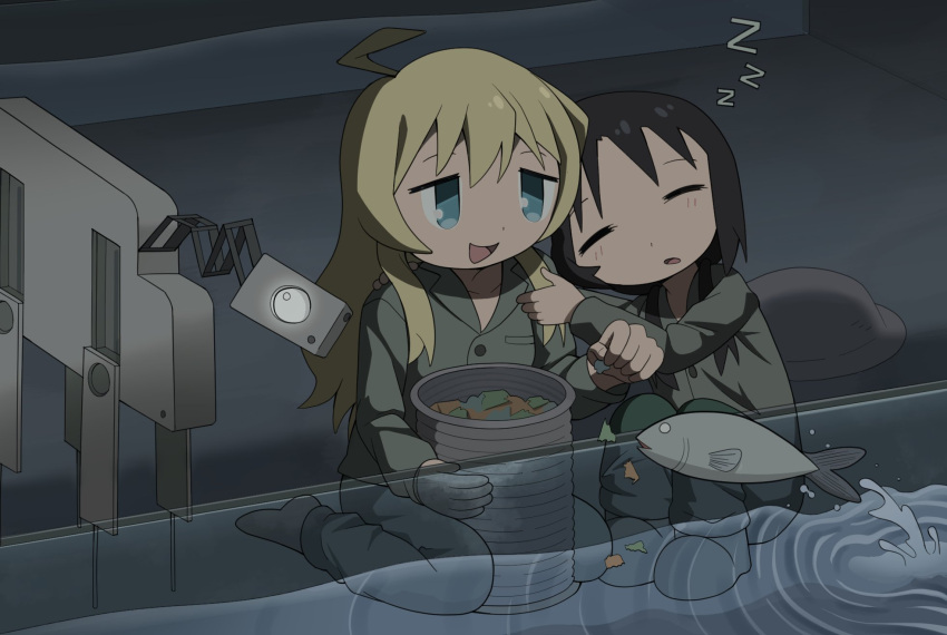 Safebooru - 2girls ahoge black hair blonde hair blue eyes chito (shoujo ...