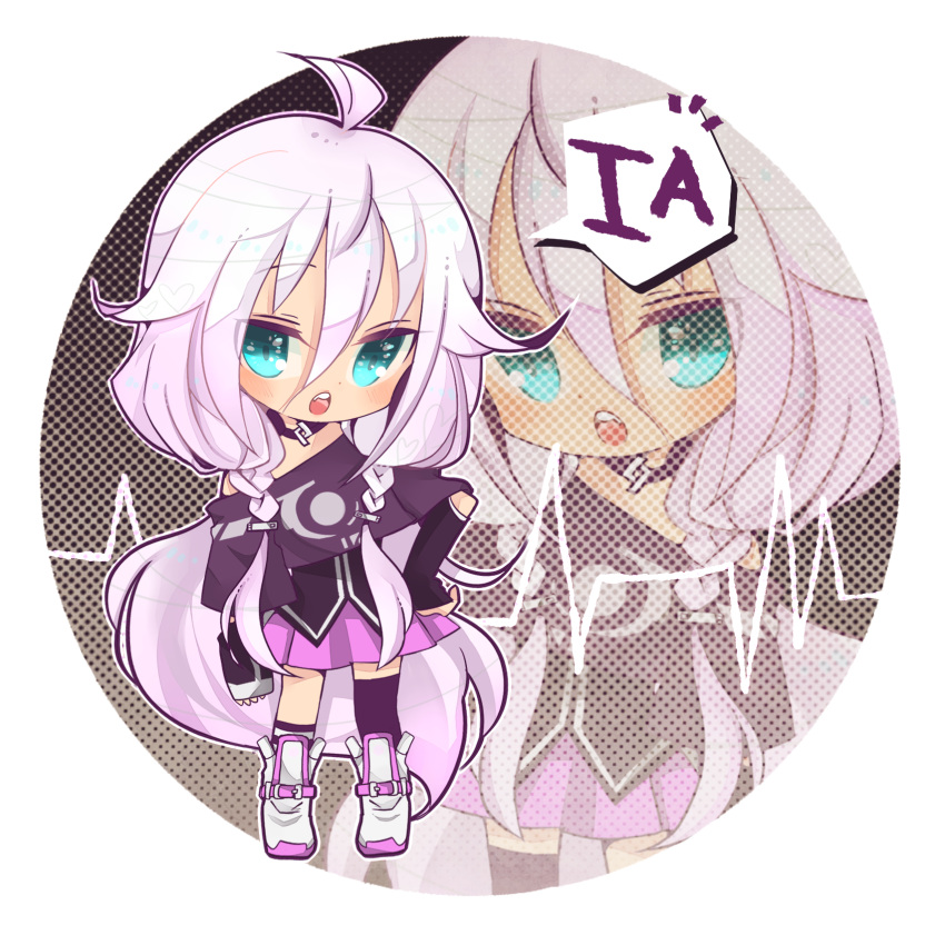 Safebooru - ahoge aqua eyes boots braid character name chibi highres ia ...