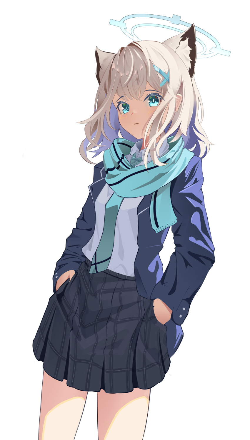 Safebooru - 1girl absurdres animal ear fluff animal ears aqua eyes aqua scarf bing nuan nuan ...