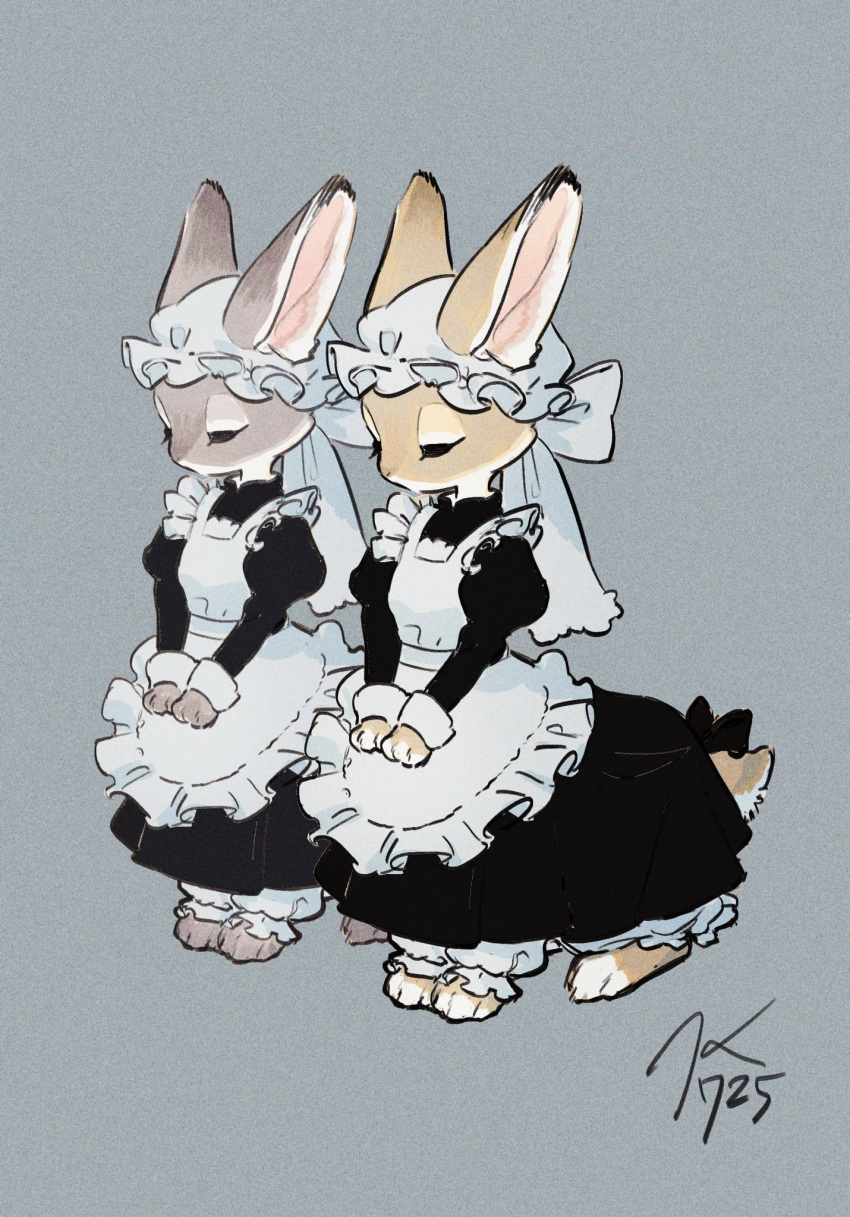 Safebooru - 2girls animal ears apron black dress bloomers centauroid closed eyes dress ears ...