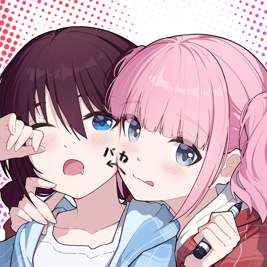 Safebooru 2girls Alternate Language Blue Eyes Blue Jacket Blush Body 6110