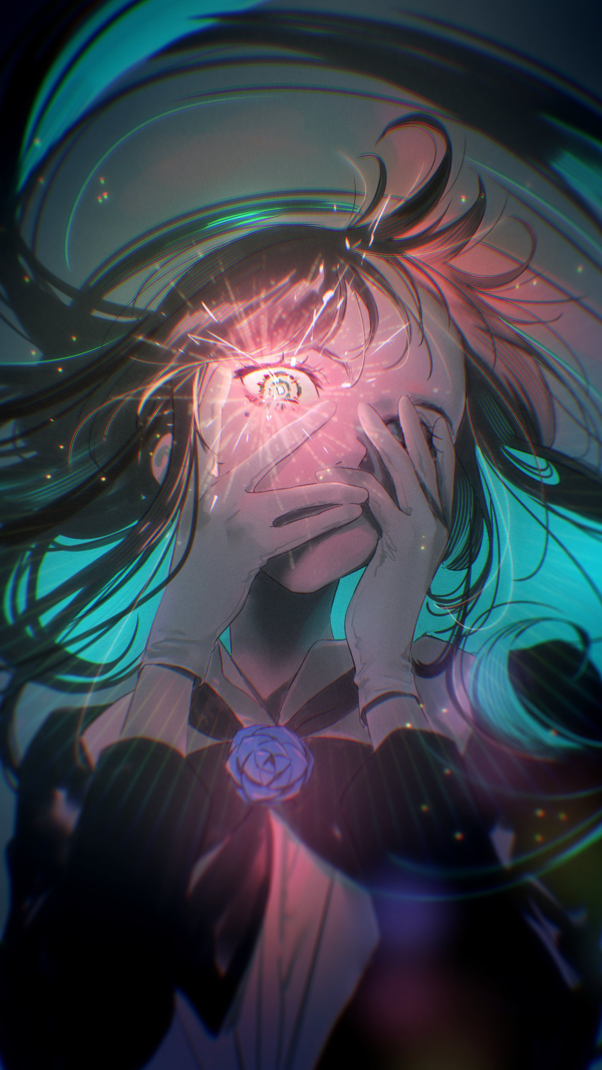 Safebooru - 1girl absurdres ado (utaite) adochansukisuki black bow black bowtie blue flower blue ...