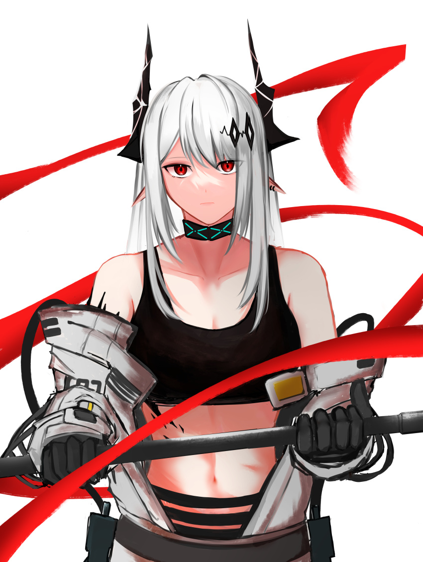 Safebooru - 1girl absurdres breasts facing ahead hammer highres horns long hair mudrock ...