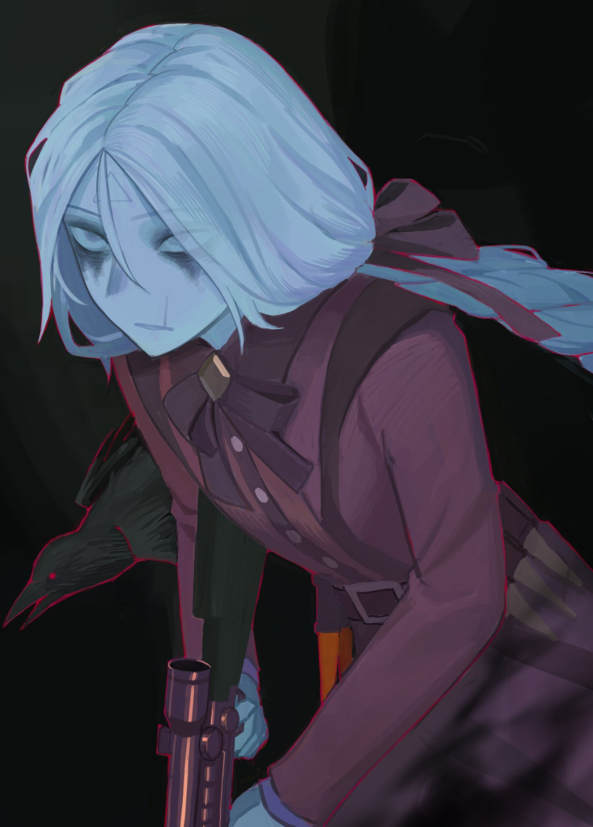 Safebooru - 1girl blue eyes blue hair blue skin bow braid colored skin ...