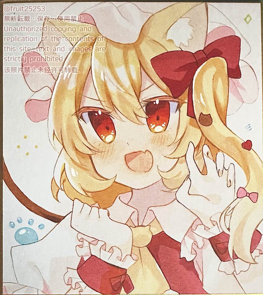 Safebooru - 1girl :d absurdres animal ears ascot blonde hair bow cat ears cat girl crystal fang ...