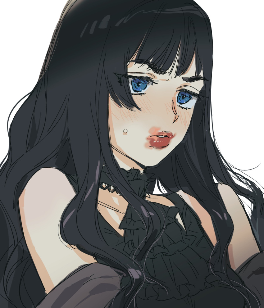 Safebooru - 1girl after kiss ascot bbly ff black ascot black background ...
