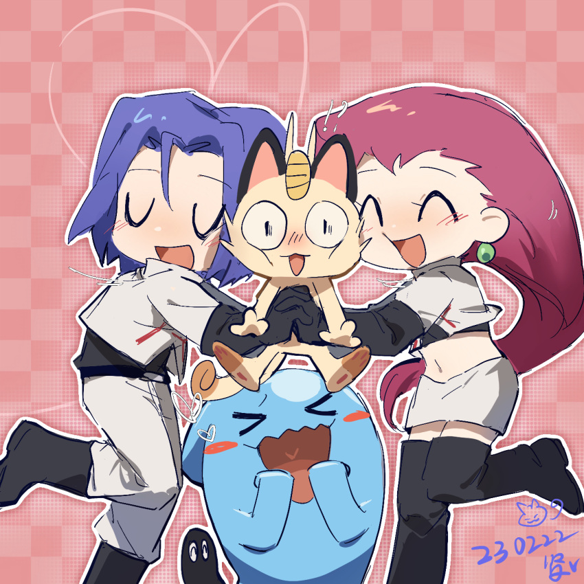 Safebooru - 1boy 1girl black footwear black gloves blue hair blush ...