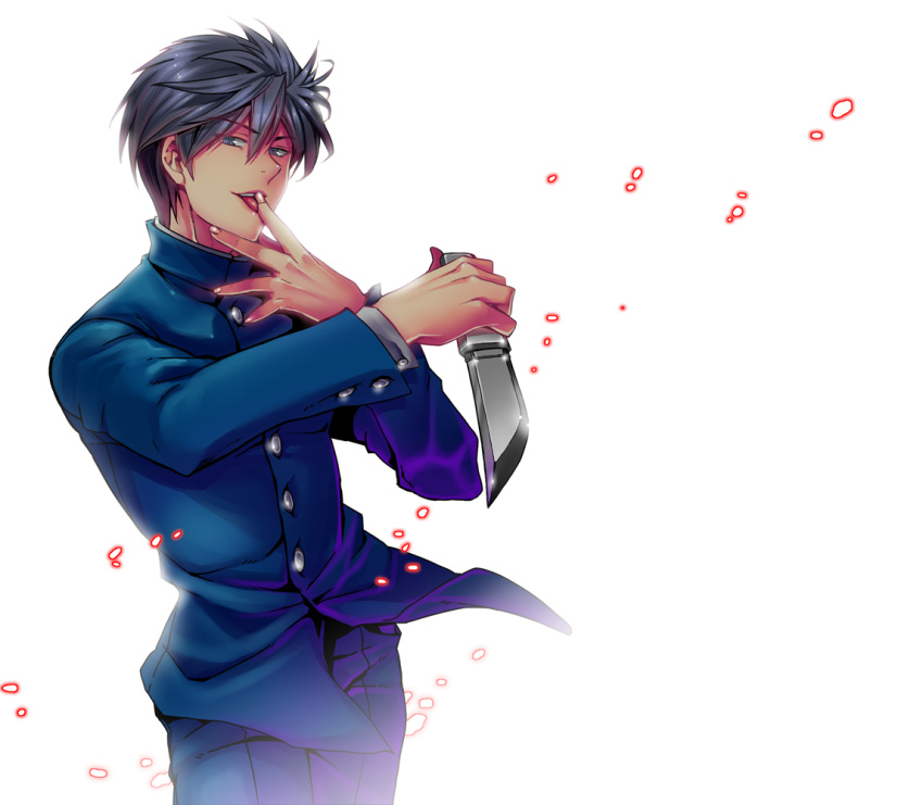 Safebooru - black hair knife male melty blood nanaya shiki pixiv manga sample school uniform ...