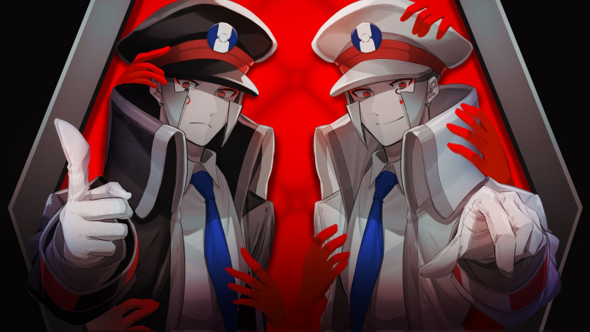 Safebooru - 2boys black coat black hat blue necktie brothers coat ...