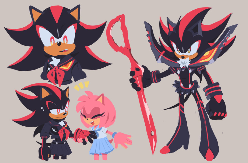 Safebooru - 1boy 1girl amy rose animal ears closed eyes color connection commentary cosplay ...