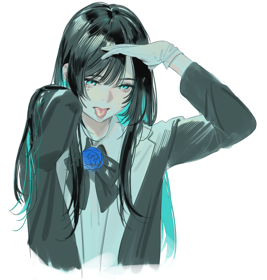 Safebooru - 1girl absurdres ado (utaite) adochansukisuki black bow black bowtie black hair blue ...