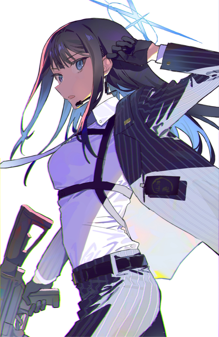 Safebooru - 1girl assault rifle black gloves black hair blue archive blue eyes commentary ...