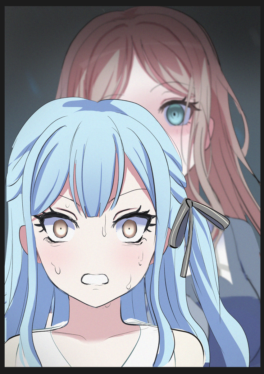 Safebooru - 2girls absurdres bang dream! bang dream! it's mygo!!!!! black ribbon blue eyes blue ...