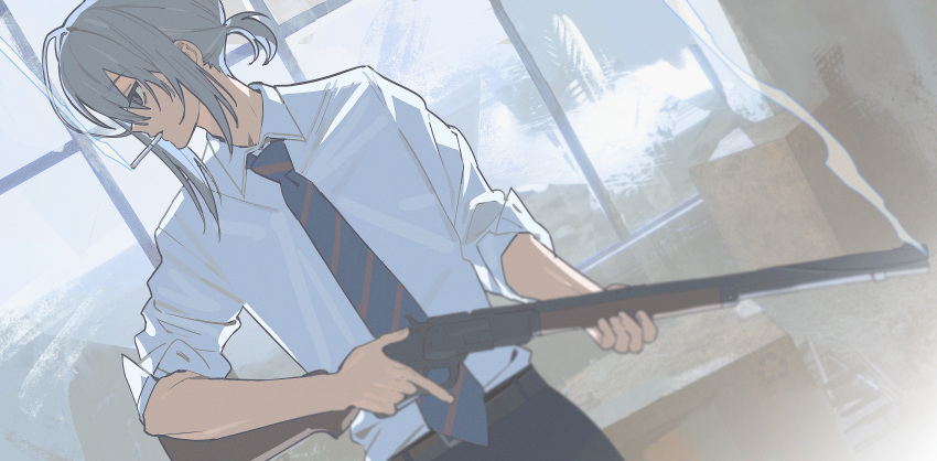 Safebooru - 1boy absurdres adam's apple asymmetrical hair asymmetrical ...