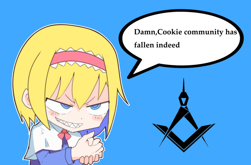 Safebooru - 1girl alice margatroid blonde hair blue background blue ...