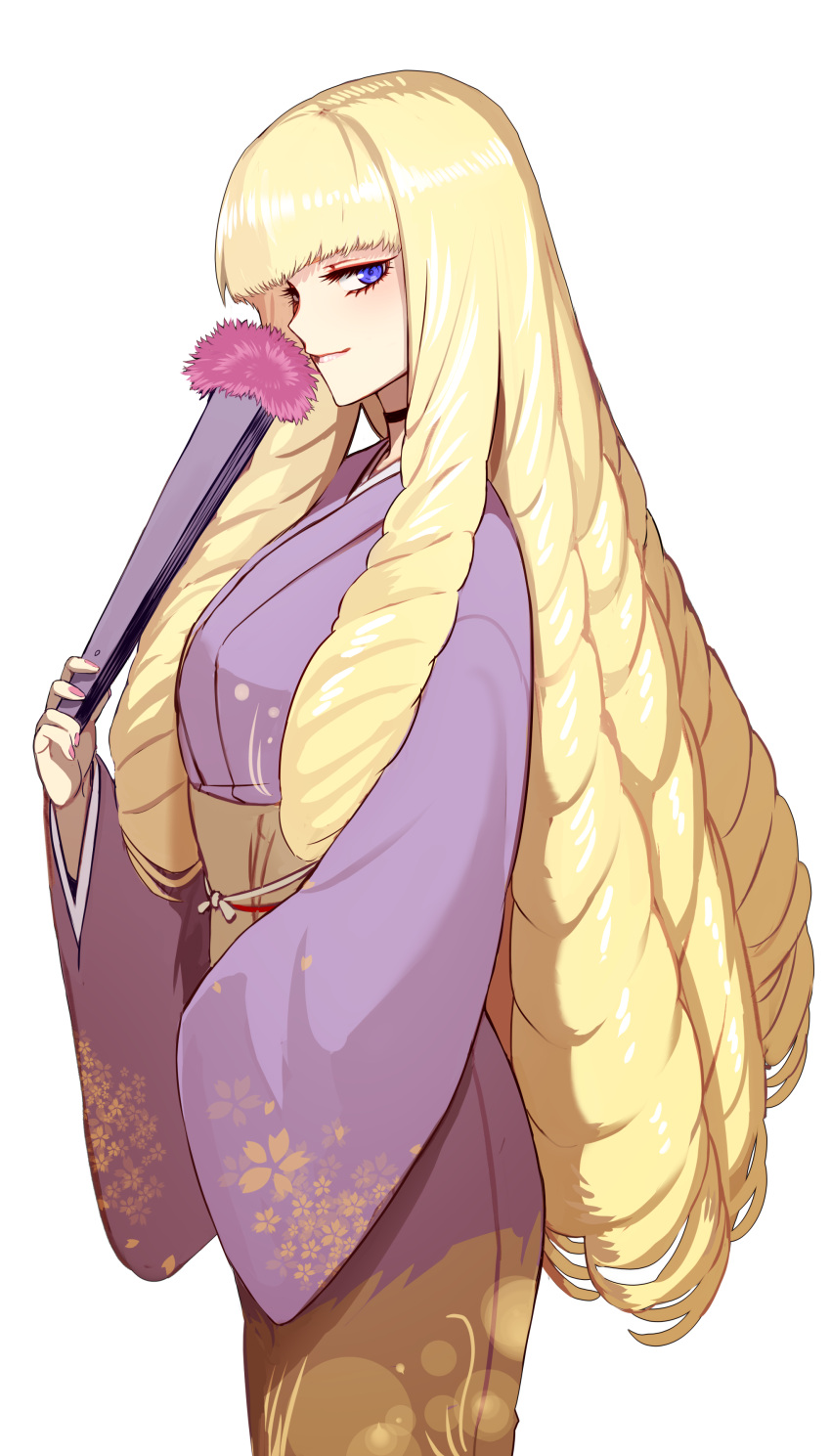 Safebooru - 1girl absurdres black choker blonde hair blue eyes blunt bangs breasts choker cowboy ...