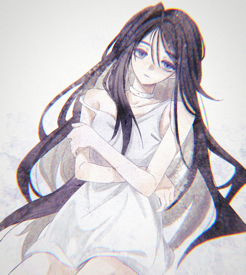 Safebooru - 1girl alien stage bare shoulders black hair chinese commentary choker closed mouth ...