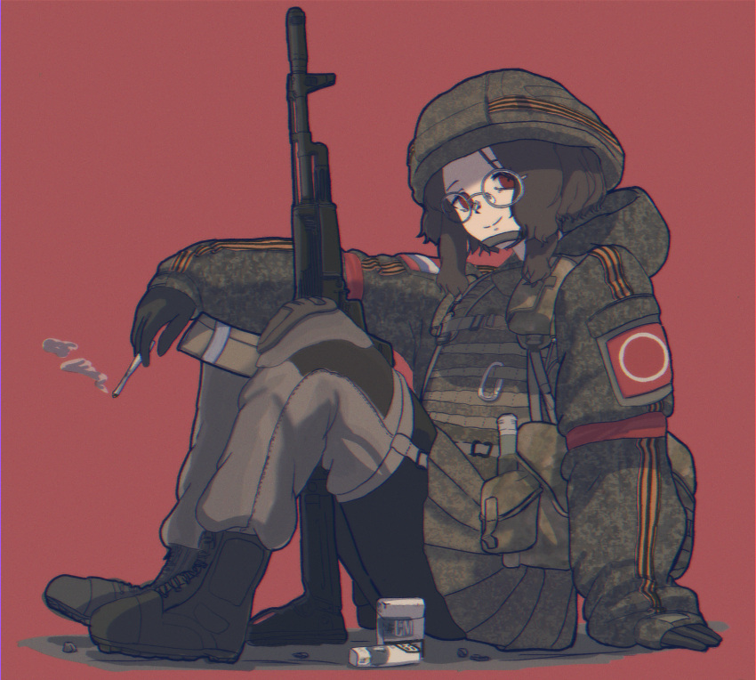 Safebooru - 1girl ak-74m arm support assault rifle b1-517 black ...