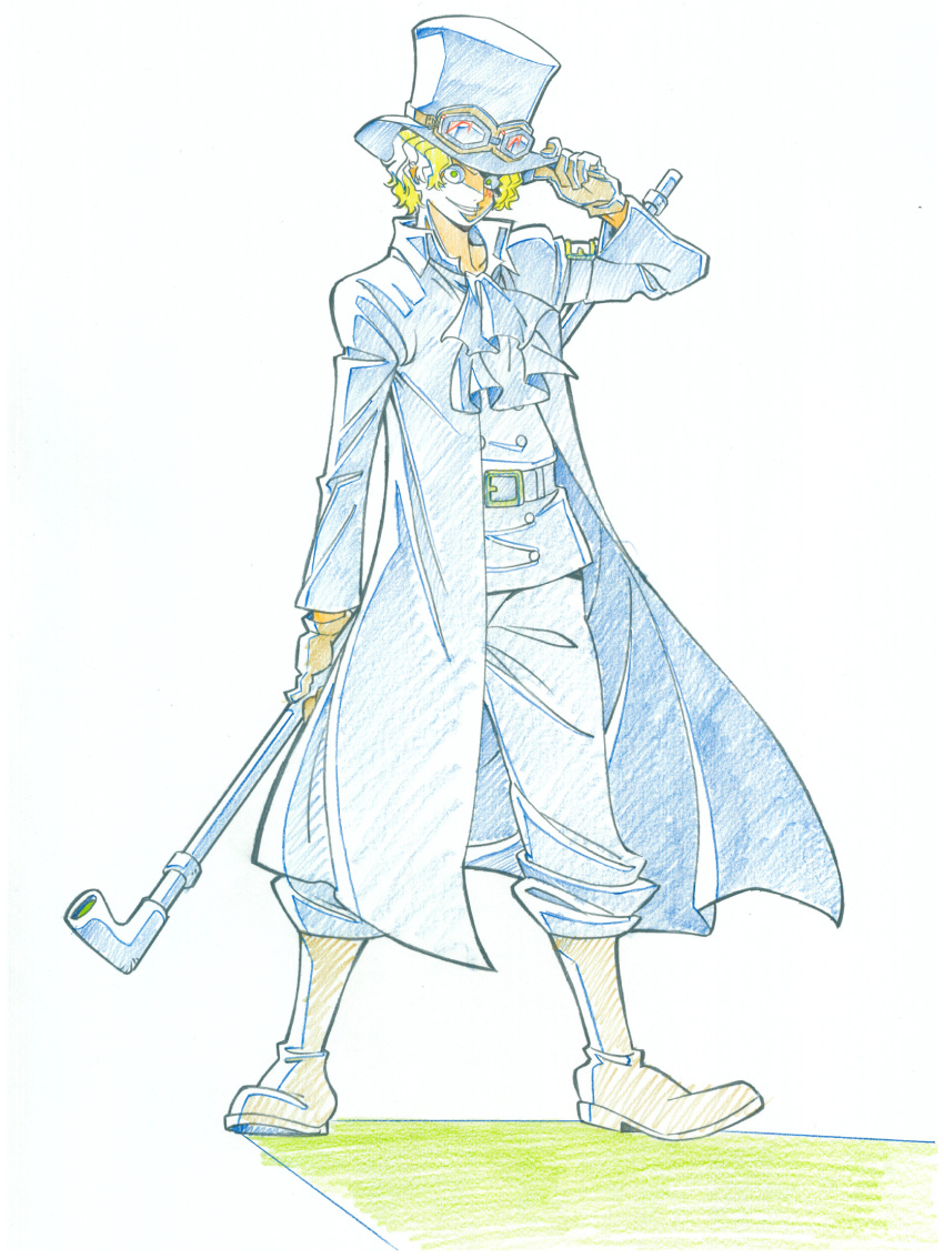 Safebooru - 1boy ascot belt blonde hair boots collared coat full body ...