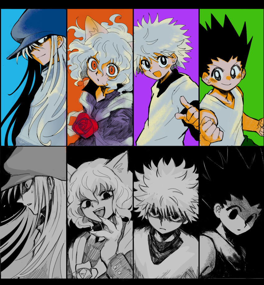 Safebooru - 4boys absurdres black hair cat boy commentary evil smile gon freecss grey hair ...