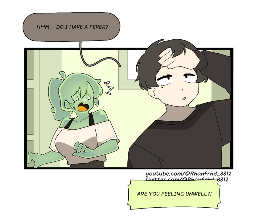 Safebooru - 1boy 1girl bare shoulders black eyes black hair black shirt ...