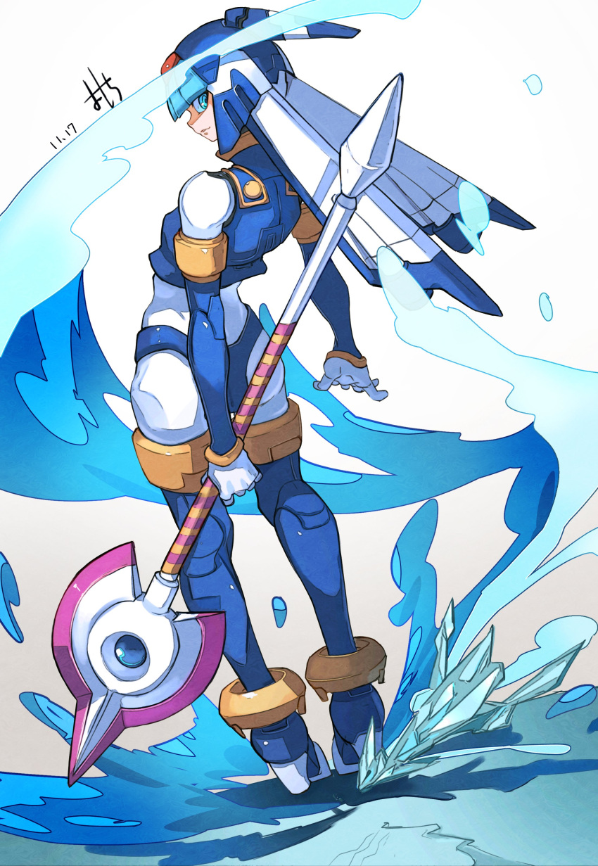 Safebooru - 1girl absurdres armor blue armor blue eyes blue helmet commentary request dated ...