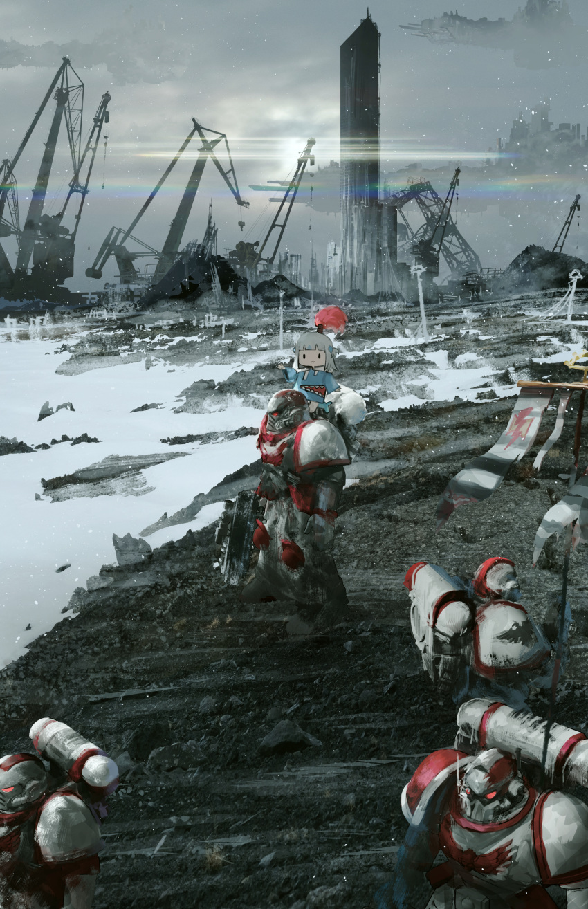 Safebooru - 1girl 4boys absurdres adeptus astartes advarcher animal ...