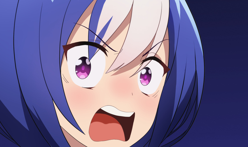 Safebooru - 1girl agemasen! (meme) angry blue background blue hair ...