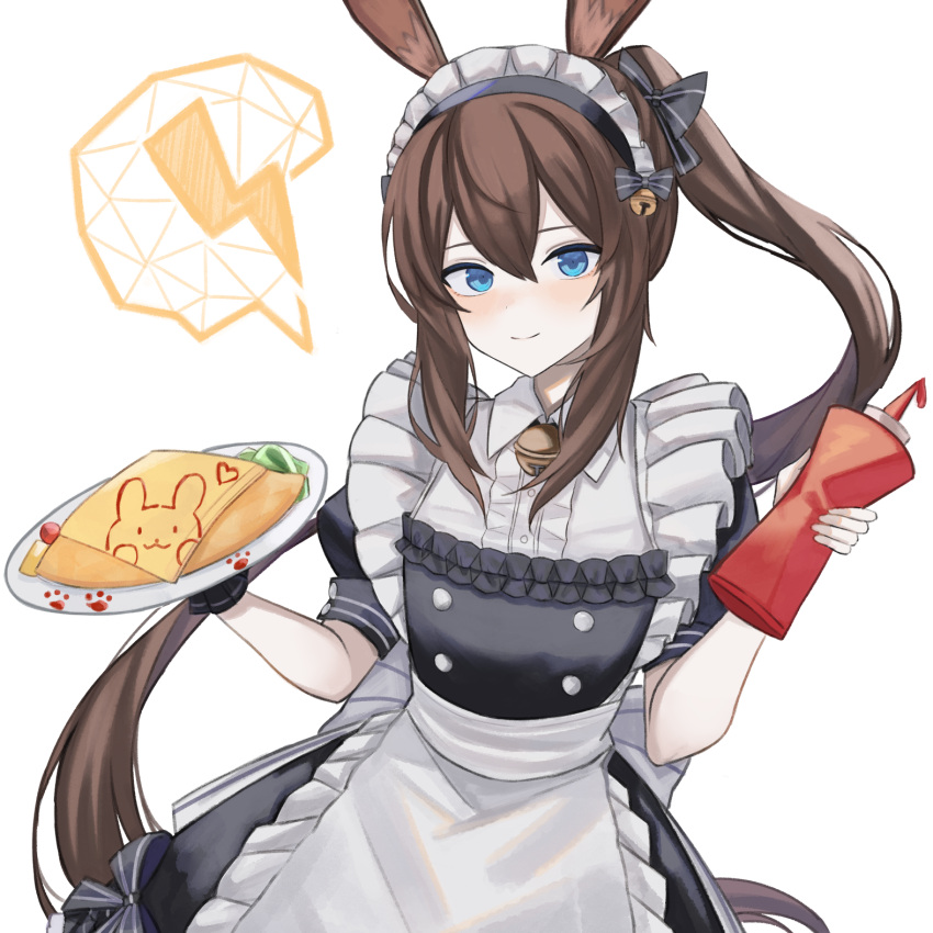Safebooru - 1girl a iri a alternate costume amiya (arknights) animal ears apron arknights bell ...