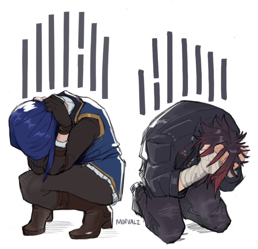 Safebooru - 2girls arcane: league of legends arcane caitlyn arcane vi black hair blue hair ...