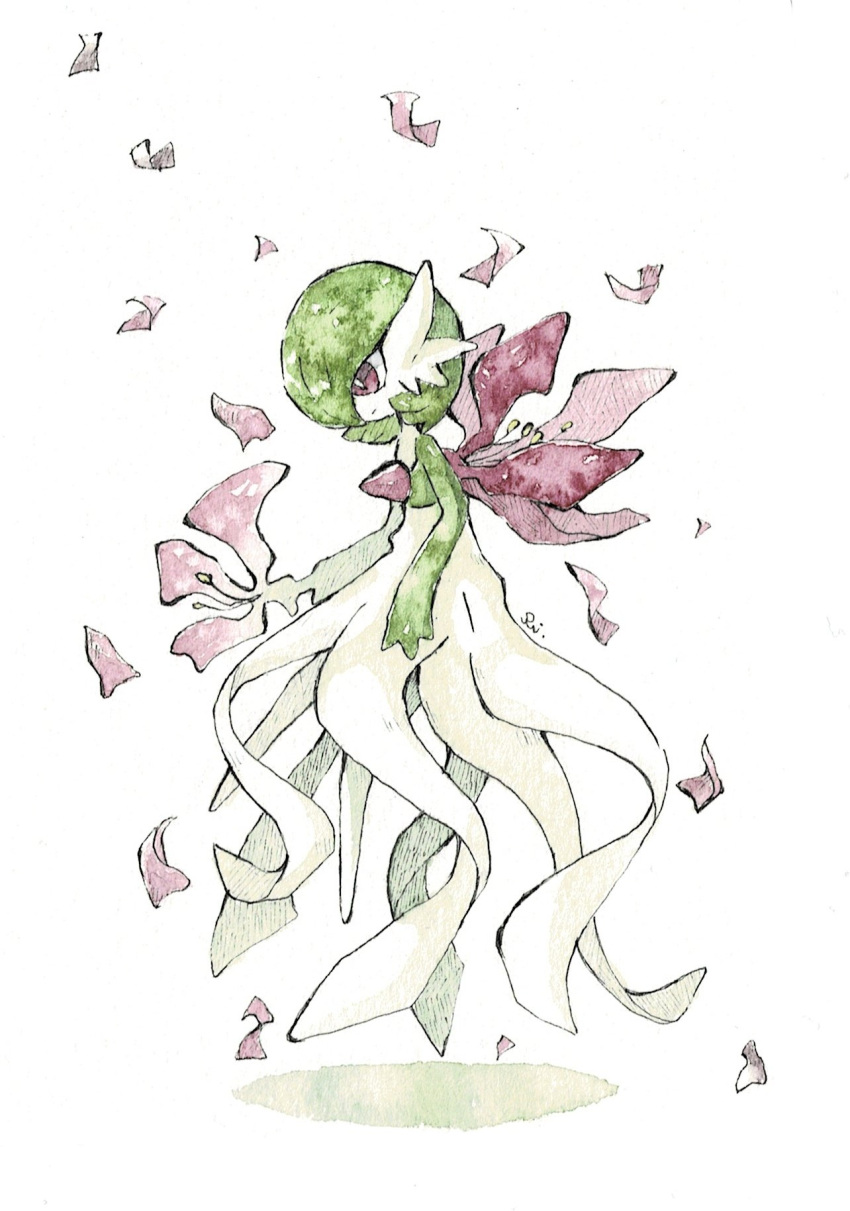 Safebooru - bob cut colored skin dress falling petals flower from side ...