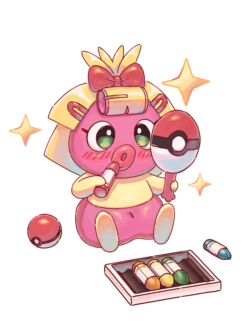 Safebooru - absurdres applying makeup blush bow crayon full body hair ...