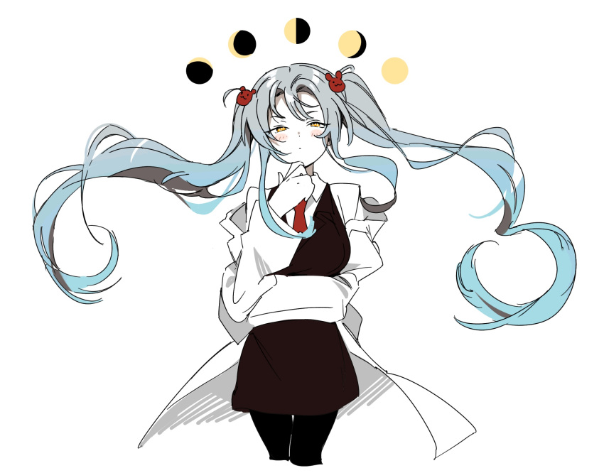 Safebooru - 1girl alternate hairstyle angela (project moon) bear hair ornament black pantyhose ...