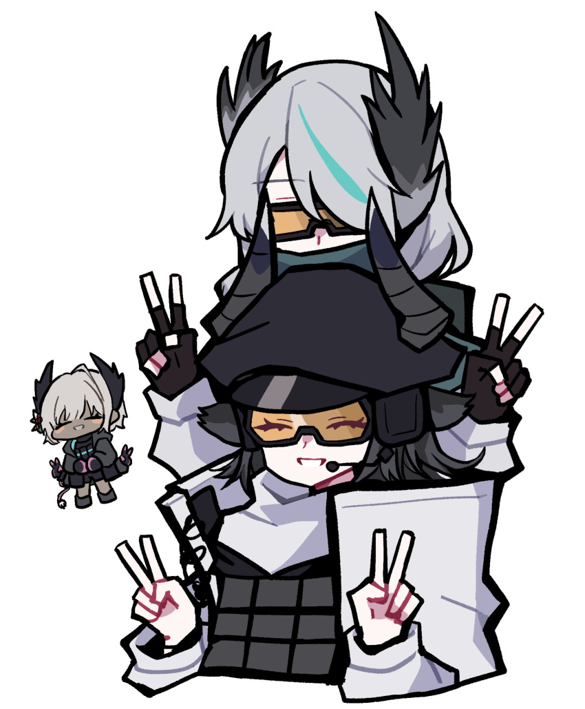 Safebooru - 3girls animal ears arknights beret bird girl black feathers black gloves black hair ...