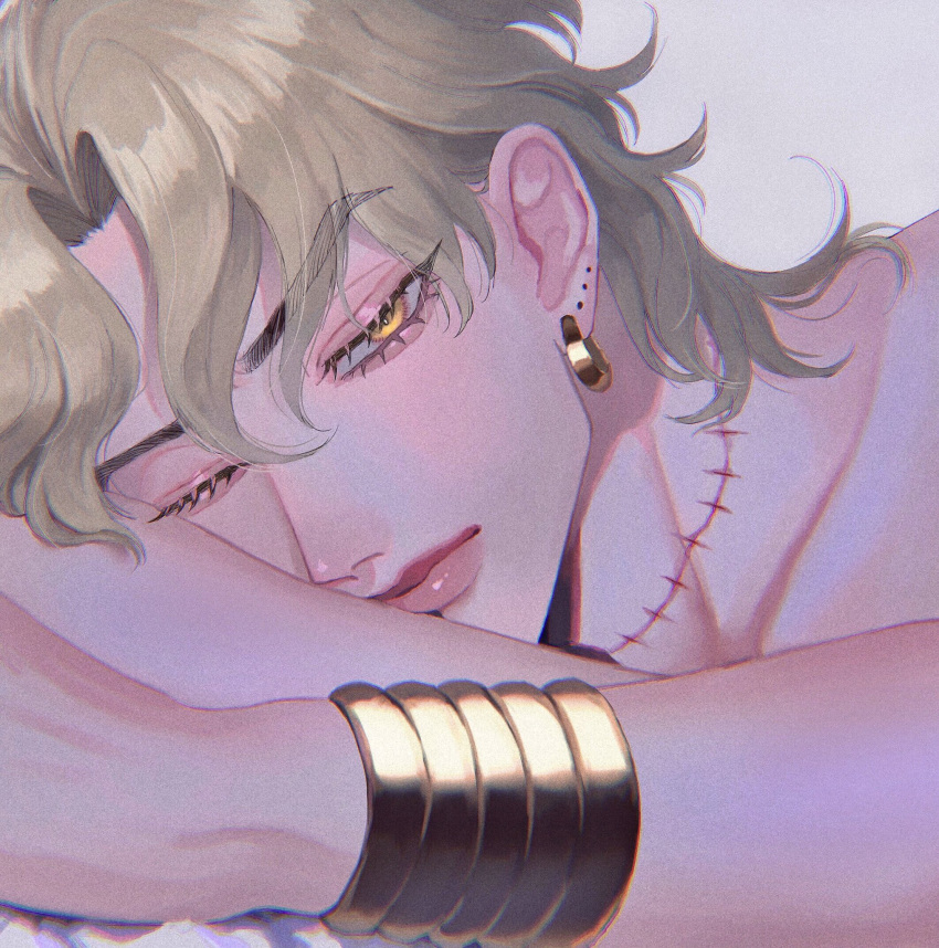 Safebooru - 1boy 205415 androgynous birthmark bishounen blonde hair dio brando ear birthmark ...