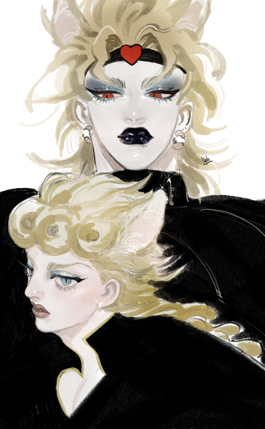 Safebooru - 2boys absurdres androgynous blonde hair blue eyes braid chlyaco dio brando earrings ...