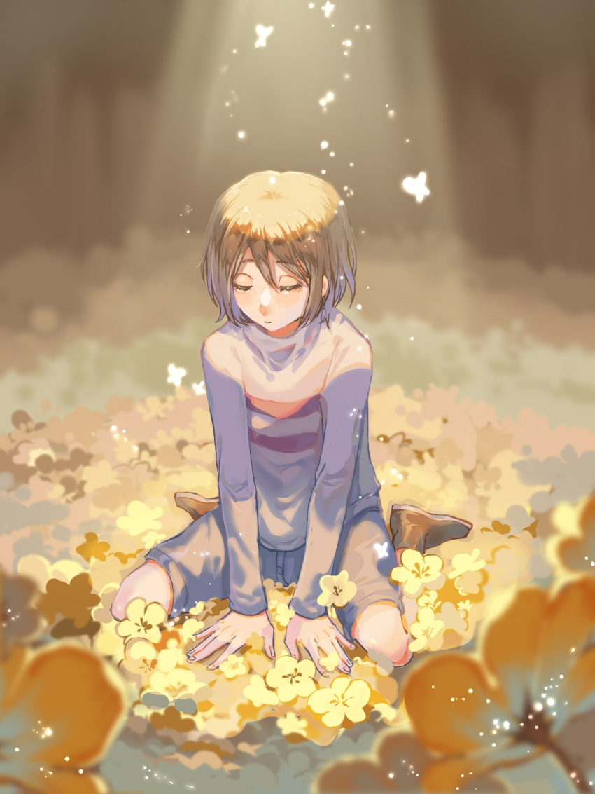 Safebooru - 1other androgynous black footwear brown hair bug butterfly ...