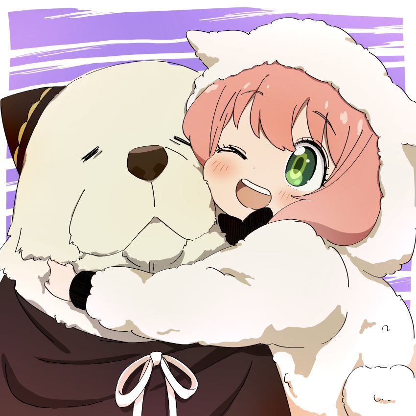 Safebooru - 1girl ;d animal costume animal hug anya (spy x family ...