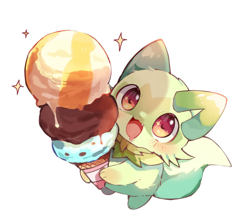 Safebooru - blush drooling fang food highres holding holding food ...