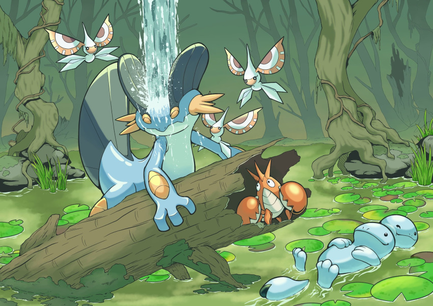 Safebooru - blue skin colored skin corphish fallen tree grass highres ...