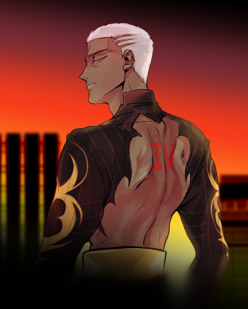 Safebooru - 1boy backless outfit commentary request dark-skinned male ...