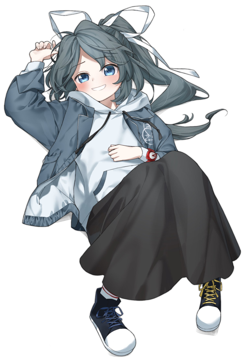 Safebooru - 1girl alternate costume asymmetrical footwear black skirt blue eyes blush commentary ...