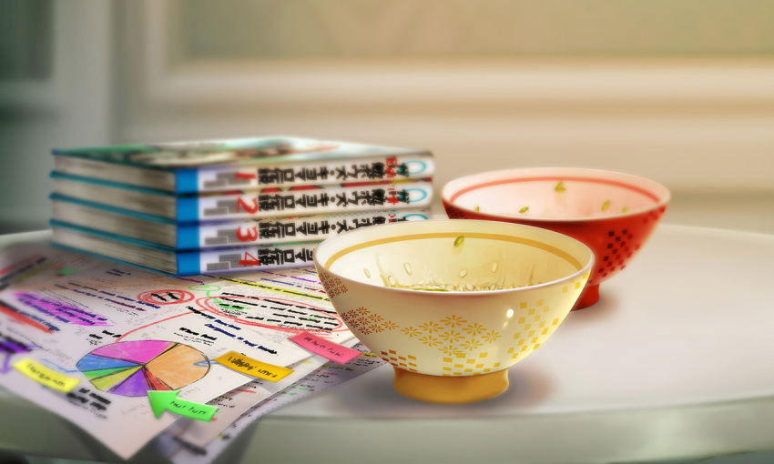 Safebooru - arrow (symbol) book book stack bowl game cg indoors magia ...