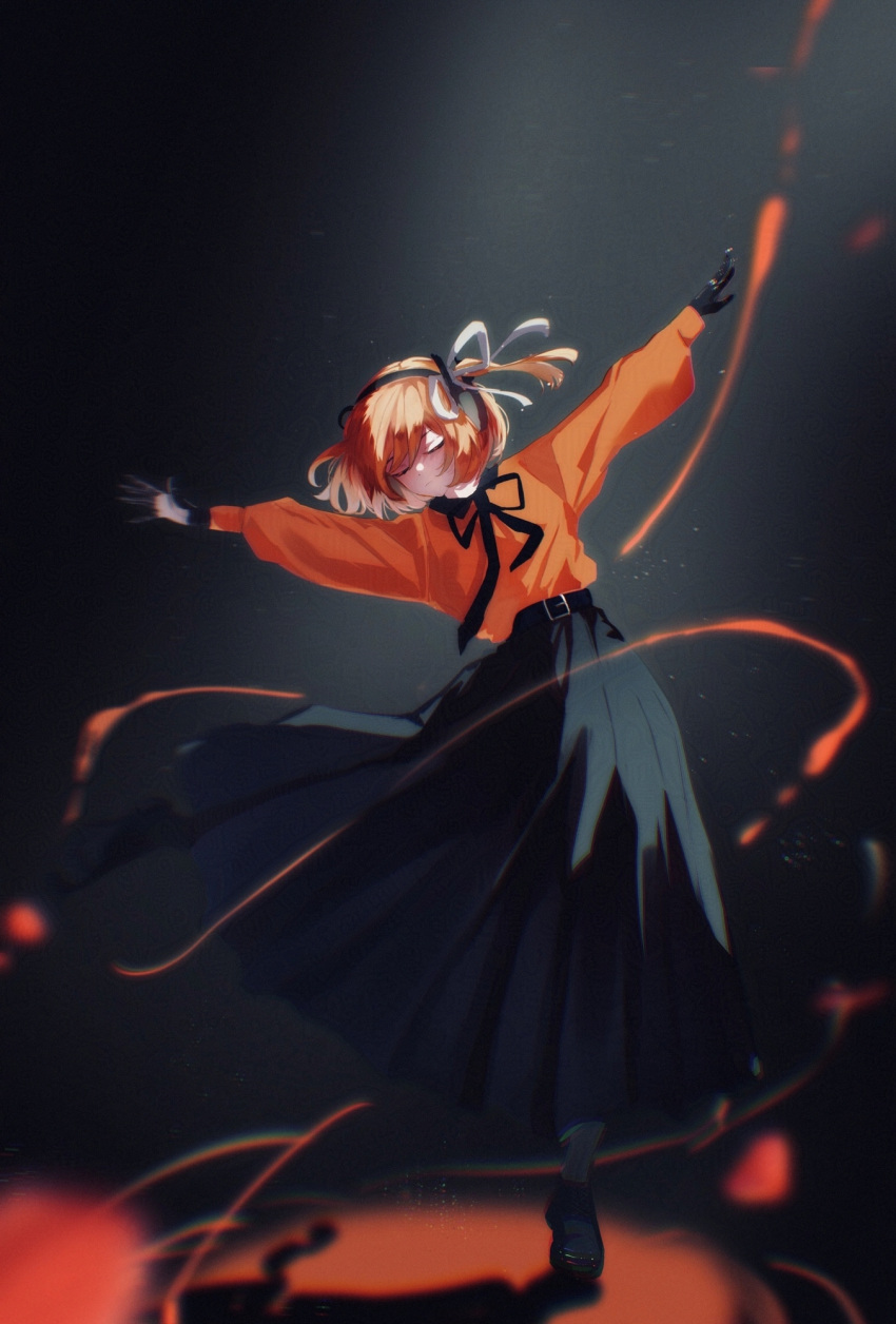 Safebooru - 1girl a.i. voice adachi rei alternate costume belt black background black belt black ...