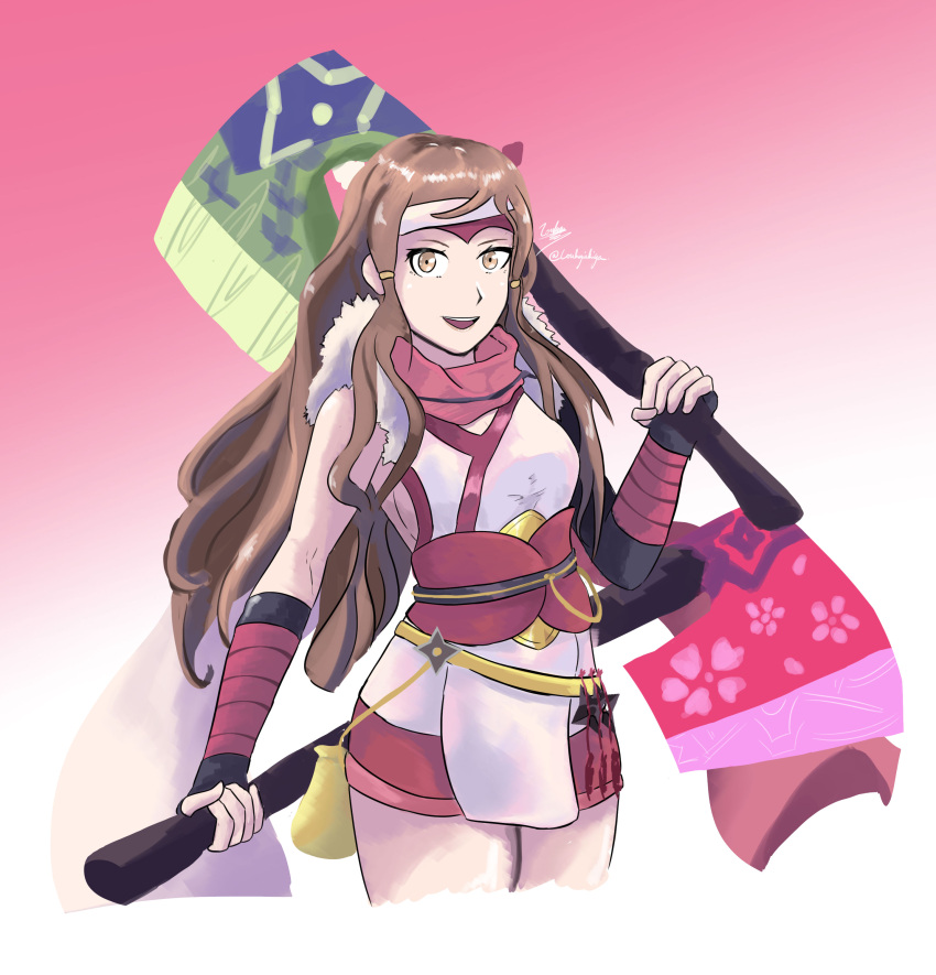 Safebooru - 1girl absurdres axe battle axe brown eyes brown hair dual wielding fire emblem fire ...