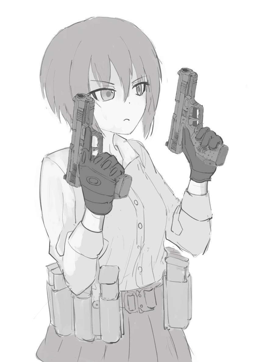 Safebooru - 1girl absurdres ammunition ammunition belt ammunition pouch belt black gloves ...