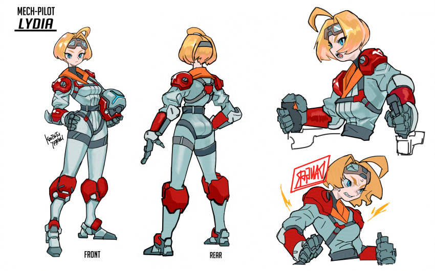 Safebooru - 1girl absurdres ahoge blonde hair blue eyes bodysuit controller cyberpunk from ...